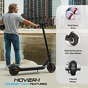 Hover-1 Journey Max Adult Electric Scooter with 700W Brushless Dual Motor Hill Climber, 19 mph Max Speed, and 26 Mile Range