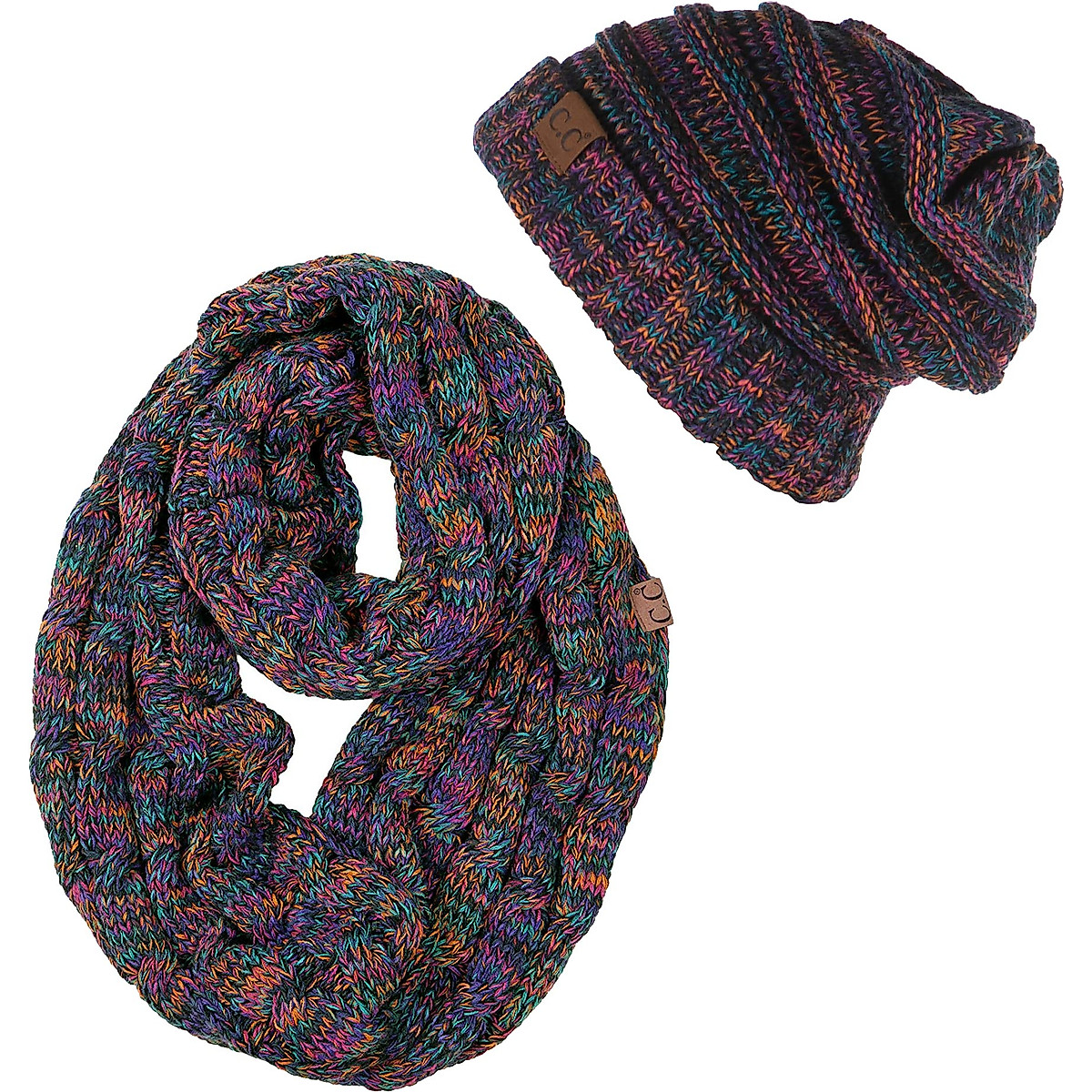 Funky Junque Oversized Beanie Matching Scarf Set Bundle - Kaleidoscope 4#32