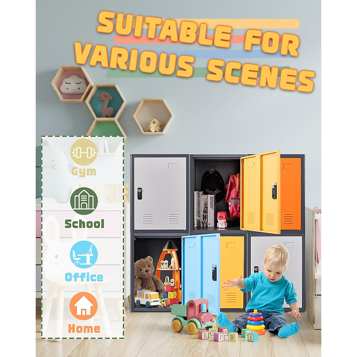 3.5CUB Locker Storage Cabinet, 19.7"H Metal Locker Storage Cabinet With 1 Doors, Small Metal Locker,Lockable Storage Cabinet,for employees,Office,Kids locker - Assembly Required (Elegant Gray)