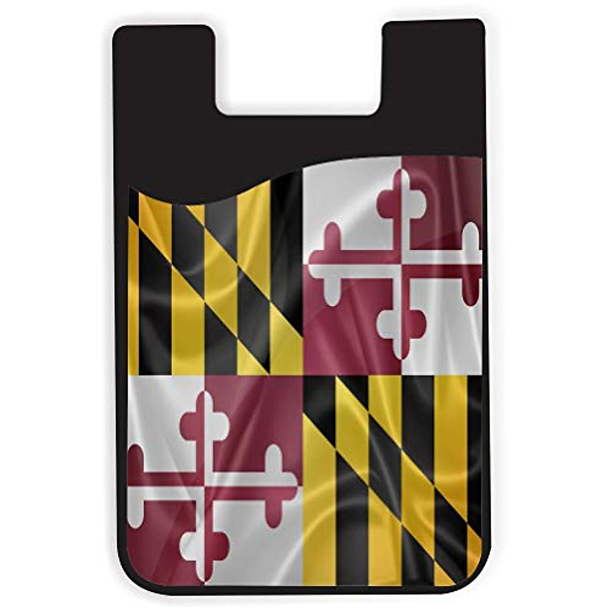 Maryland State Flag Design - Silicone 3M Adhesive Credit Card Stick-on Wallet Pouch for iPhone/Galaxy Android Phone Cases