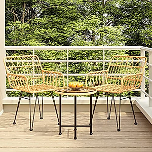 Camerina 3 Piece Patio Dining Set Outdoor Patio Dining Set Outdoor Patio Furniture Patio Set Patio Table and Chairs Set Poly Rattan 3157829
