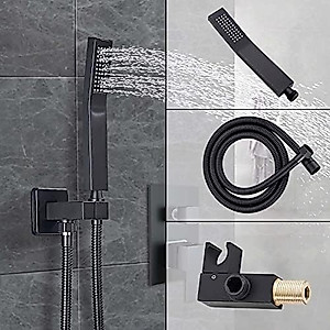 Ackwave Shower Faucet Matte Black Shower System with 8 Inches Rain Shower Head and Handheld Spray Bathroom Luxury Rain Shower Faucet Set Complete Wall Mounted