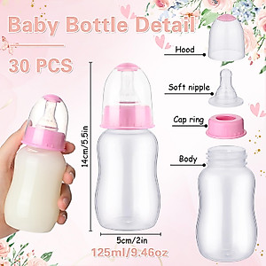 SiliFine 30 Pcs Baby Shower Favors Party Game Mini Baby Bottles Gift Sets for Baby Shower Boy Girl Gender Reveal Birthday Party Supplies Gift (Pink)
