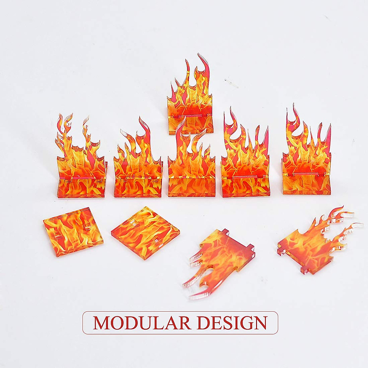 Wall of Fire Miniature (Set of 8) Spell Effects Flame Terrain for D&D, Dungeons and Dragons, Pathfinder and Other Tabletop RPG