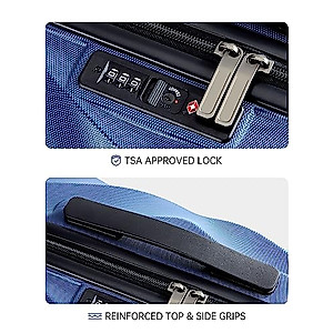 BAGSMART Carry On Luggage, 2 Piece Luggage Sets, PC Hardside Suitcase Airline Approved, 20 Inch Luggage with Spinner Wheels, Travel Luggage Hard Shell Suitcases Set with Duffle Bag for Men Women, Blue