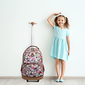 Jasminestar Rolling Backpack 18 inch Wheeled Kids Backpack with Lunch Bag and Pencil Case for Boys and Girls