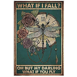 What If You Fly Home Wall Decor - Metal Wall Art Fall Decor Aluminum Tin Signs for Home Decor Vintage Wall Decor - Fall Sign for Home Decor Tin Sign Vintage Posters Coffee Bar Sign Funky Decor MALLONY