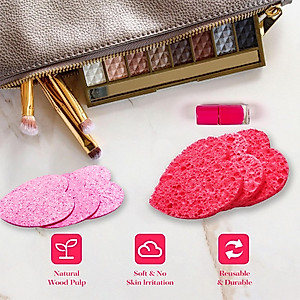 50 Count Facial Sponges - Cellulose Facial Sponges Exfoliating Heart Shape Reusable Compressed Facial Sponges for Facial Cleansing Mask Makeup Removal