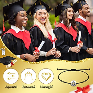 Junkin 20 Pack Graduation Bracelet Gift for Her Him Graduation Keychain Class of 2024 Student Compass Bracelet College School(Congrats Grad)