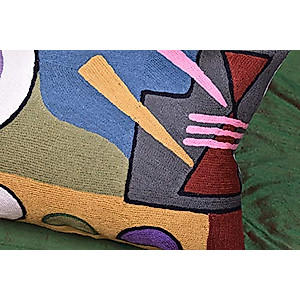 Kashmir Designs Lumbar Kandinsky Abstract Pillow Cover - Soul | Modern Throw Pillows | Modern Chair Cushion | Contemporary Pillow | Farmhouse Pillows | Modern Couch Pillow | Handmade Wool Size 14x20