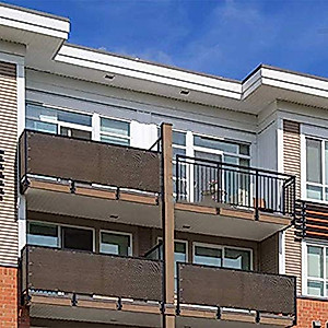 MAHFEI Privacy Screen, Shading Net 90% Shading Rate Privacy Protection   Sunscreen with Metal Holes Tear Resistance Terrace Balcony Railing (Color : Brown, Size : 0.9x2.7m)