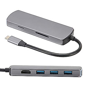 UBS Hub Extension, 6 in 1 USB3.0 Adapter Type C Multi‑Port USB C Expander Dock, to HDMI 4K Adapter Cable for Chrome Operating System/Windows7/8/10/XP/Linus/Vista