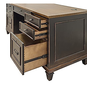 Martin Furniture Hartford Double Pedestal Shaped Desk, Brown - Fully Assembled