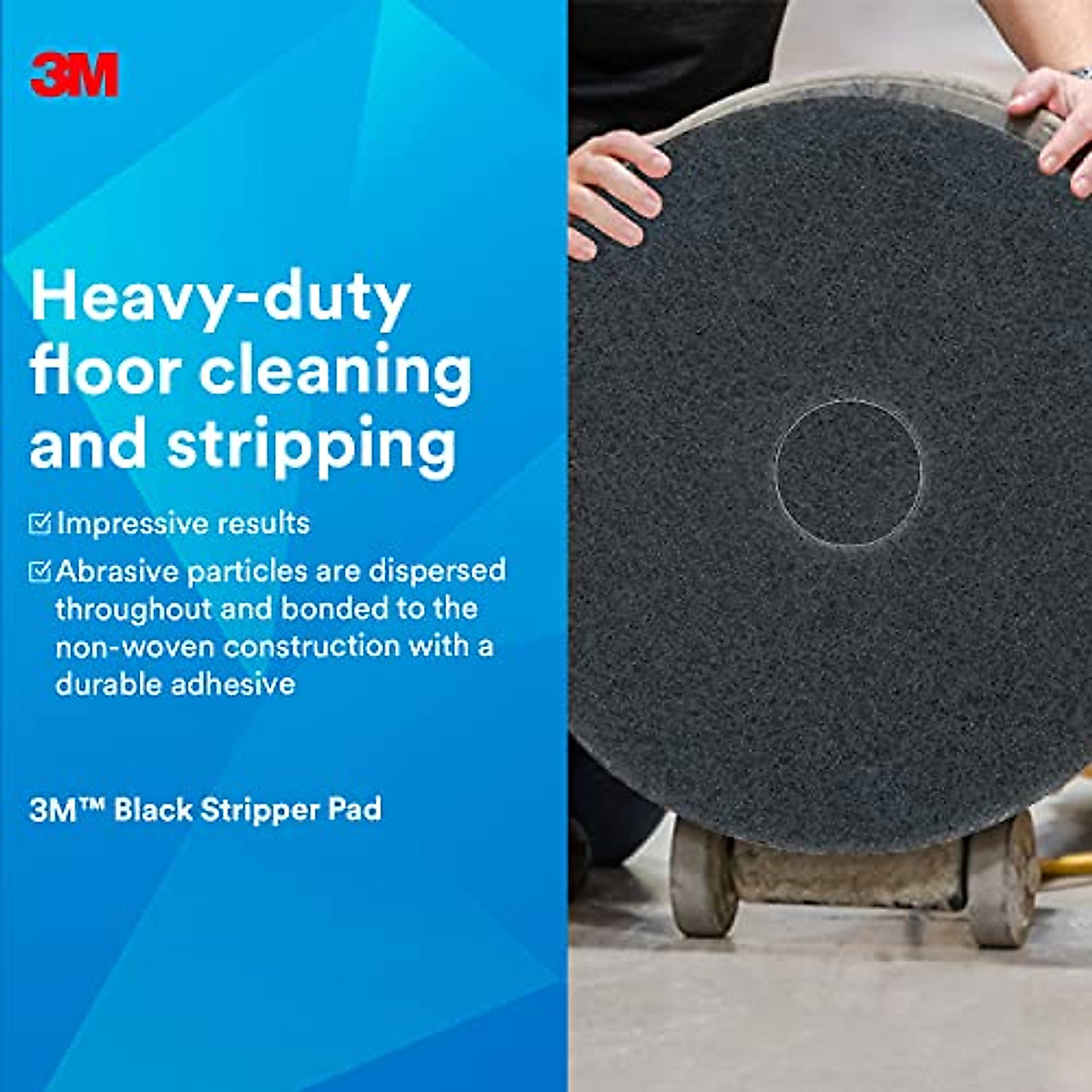 3M Black Stripper Pad 7200, 20 in, 5/Case