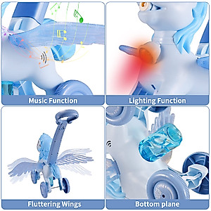 ZAYOR Bubble Machine for Kids,Fun Cute Horse Bubble Mower with Music Lights,Summer Outdoor Push Toy for Beach,Garden,Park,Lawn Game,Preschool Baby Toddler Birthday Toys Gifts for Boys 3-8 Year Old