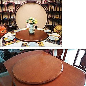 ZJIEX 27" 32" 36" Wooden Lazy Susan Turntable Dining Table Rotating Serving Tray Round Tabletop Serving Plate, Silent/Smooth, Rotate By Hand (Color : Black, Size : 60cm/24")