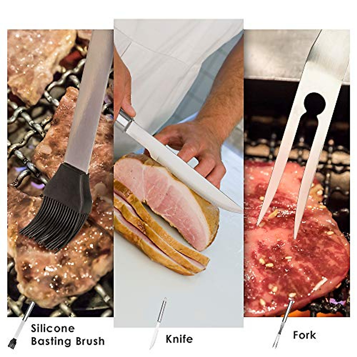 BBQ Grill Tools Set, 32PCS Extra Thick Stainless Steel Grill Accessories with Long Handles, Carry Case, Grill Utensils Gift for Men Women Camping Backyard Barbecue