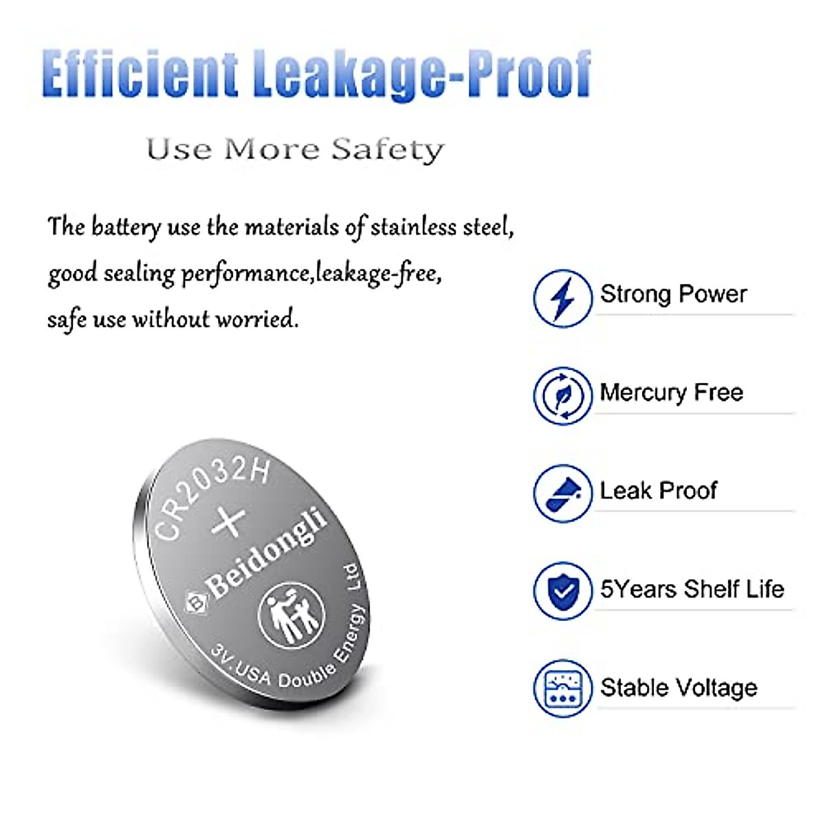 CR2032 Battery 3V Lithium Batteries Coin Button Cell 10 Count 【5-Year Warranty】