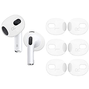 BLLQ Fit in Case AirPod 3 Eartips Covers Anti-Slip Earuds Cover Silicone Compatible with AirPods 3【 Fit in The Charging Case 】 3 Pairs White 3pwa3