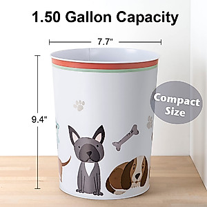 Allure Home Creation Puppy Love Metal Wastebasket Small Size 1.28 Gallons
