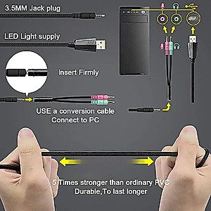 YINSAN Gaming Headset with Mic for PS4 PS5 Xbox Series X|S Nintendo Switch Xbox One PC, Wired Over Ear Gaming Headphones with Surround Sound, Noise-Cancelling, RGB Light, One-Key Mute Button