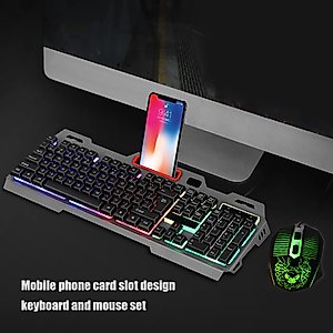 Acogedor Gaming Keyboard and Mouse Combo, Colorful RGB Lighting 104 Keys USB Wired Mechanical Feeling Keyboard Wired Gaming Mice for 7 8 10