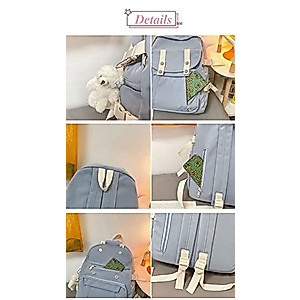 Aesthetic Backpack with Bear Plushies Gentle Light Colored Backpack for School Teen Girls Cute Accessories Backpack (Baby Purple)