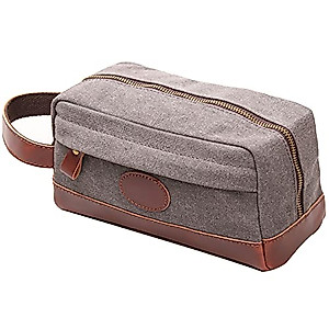 IBLUE Toiletry Bag Leather and Canvas Travel Dopp Kit Bathroom Shaving Organizer for Men&Women Travel Accessories,B03 (BLACK)