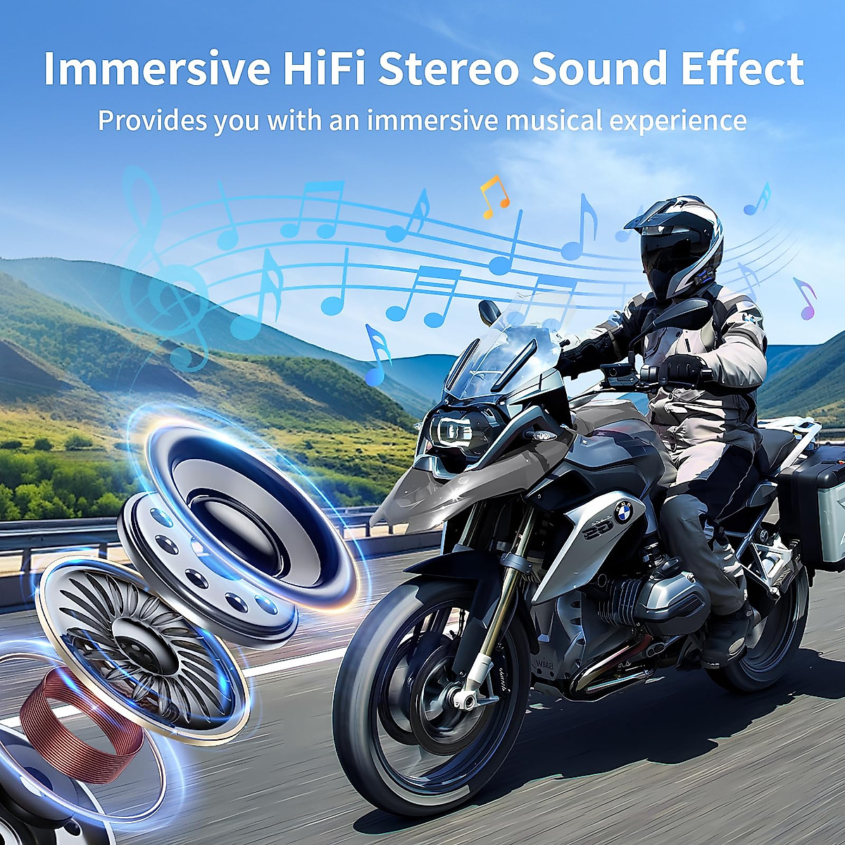 Fodsports Motorcycle Bluetooth intercom FX4 Pro 1200m Helmet Intercom,4 Riders Motorcycle Bluetooth Headset,Universal Bluetooth Helmet Headset,Helmet Communication System FM/Hard &Soft Mic/2Pack