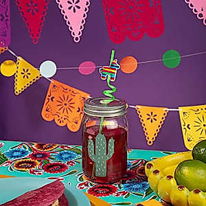 24 Mexican Fiesta Party Favors, Drinking Straws for Mexican Party Favors, Cinco De Mayo Party Favors for Kids, Taco Party Supplies with 2 Cleaning Brush