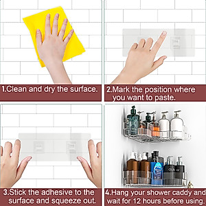 Cq acrylic Corner Shower Caddy - 2 Pack,Adhesive Shower Organizers,Wall Mounted Rustproof Clear Shower Shelves,No Drilling Bathroom Shampoo Organizers and Shower Storage Racks,Space-Savin