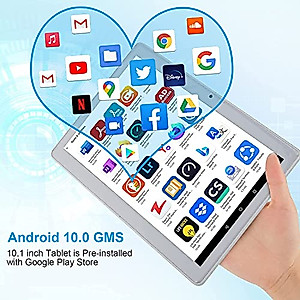 HOTIPS Android 10 Tablet 10.1 inch 4GB RAM 64GB Storage Octa-core Processor 5000mAh Battery,1280x800 IPS HD Touchscreen Tablets, 2MP+5MP Camera, Support 4G Phone Call, 2.4G Wi-Fi, Bluetooth 4.2