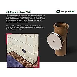 Supply Giant Wall Cleanout Cover Plate, 10-Inch, Stainless Steel, Chrome