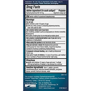 Unisom Nighttime Sleep-Aid Gels, Diphenhydramine HCI 50mg, 100 Count