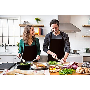 AEKTBY Adjustable Water drop Resistant Apron with 3 Pockets, Kitchen Cooking & Grilling Aprons for Women Men Chef (Black)