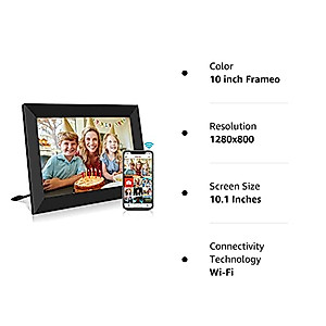 FRAMEO Digital Photo Frame WiFi 10.1 Inch HD IPS LCD Touch Screen, 16GB Memory, Auto-Rotate, Wall-Mountable, Easy Setup to Share Photos & Videos via Free App from Anywhere