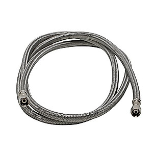 Fluidmaster 12IM72 Braided Stainless Steel Ice Maker Connector Water Line with Dual 1/4-In. x 1/4-In. Female Compression Threads, 6 Ft. (72-In.) Length