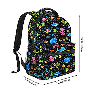 Cute Sea Turtle AnimalBackpack 3D Print Shark Dolphin Anchor Backpacks Unisex Sports Travel Bag Gifts For Women Men Adults Fans 16 Inch