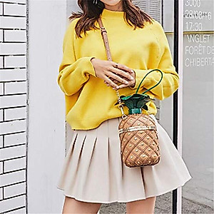 Pineapple Shape Pu Leather With Chain Women'S Clutch Party Bag Purse