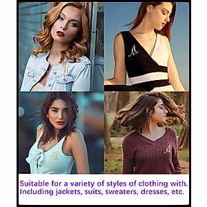 HAFILO 2 pack initial letter brooch pin for women girl 26 letters A-Z fashion brooches collar pins Gold silver (2PCS-E)