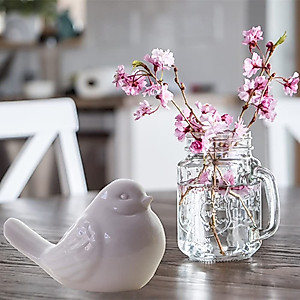 XIOU Ceramic Birds, Porcelain Bird Figurine Statue, Animals Figurines Ornaments, Mini Bird Home Decoration, Statues Decor for Garden Living Room Bedroom Office, Wedding Decor (White)