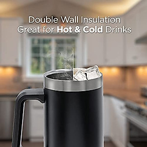 GALVANOX Boss Gift XL Stainless Steel Beer Mug - Insulated 24oz Large Beer Stein with Handle for Christmas/Office Appreciation Day, Gift Boxed Tumbler Cup (Laser Etched “Coolest Boss Ever”)