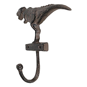 Ebros Gift Cast Iron Vintage Rustic Prehistoric Jurassic Era Tyrannosaurus Rex Dinosaur Wall Coat Key Leash Hook Multi-Purpose Hanger Organizer Hooks (1)