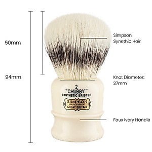 Chubby Shaving Brush- Simpson Shaving Brushes - Faux Ivory Handle (Chubby 2 Synthetic)