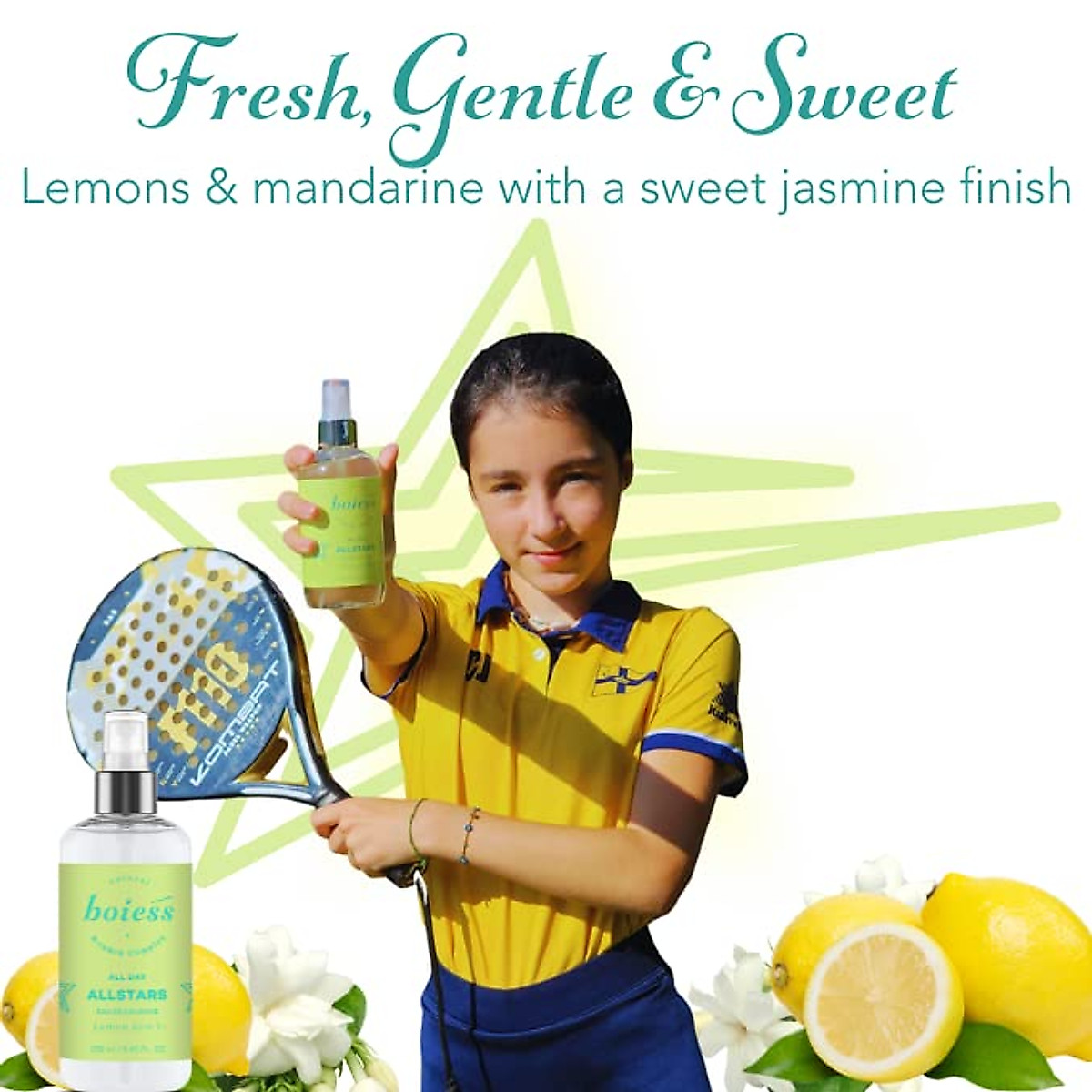 Boiess All day Allstars Vegan Eau de Cologne Lemon/Jasmine | Made With Natural & Essential Oils For Both Kids & Adults | Children Fragrance For Sensitive Skin | Size: 8.45 Fl Oz