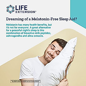 Life Extension Enhanced Sleep without Melatonin - Melatonin Free Sleep Support Supplement with Ashwagandha, Amla Extracts & Casein Milk Peptides – Gluten-Free, Non-GMO, Vegetarian – 30 Capsules
