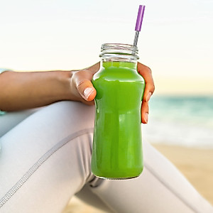 MMORP-GEAR Stainless Steel Straws with Silicone Tips - Reusable Straw Set with 4 Straight Metal Straws, 4 Long Bendy Drinking Straws, 8 Colored Tips, 2 Pieces Straw Cleaner Brush & 1 Travel Pouch