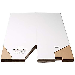 One Earth Disposable and Reusable Corrugated Cardboard Trash Cans- Bundle of 10 Self Locking Trash Boxes (White) + 20 Trash Bags: 40 Gallons