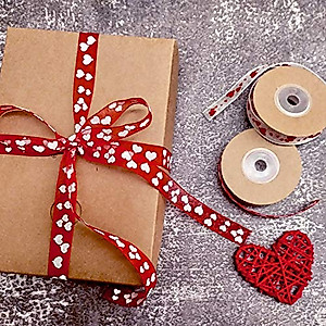 Llxieym 2 Rolls Valentine's Day Heart Ribbons Wrapping Ribbons for Wedding Valentine's Day Wrapping