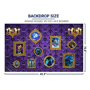 Allenjoy Halloween Purple Haunted House Photo Frame Backdrop for Magic Wall Spooky Ghost Spider Web Baby Shower Birthday Costume Party Supplies Decoration Banner Photo Booth Props Background